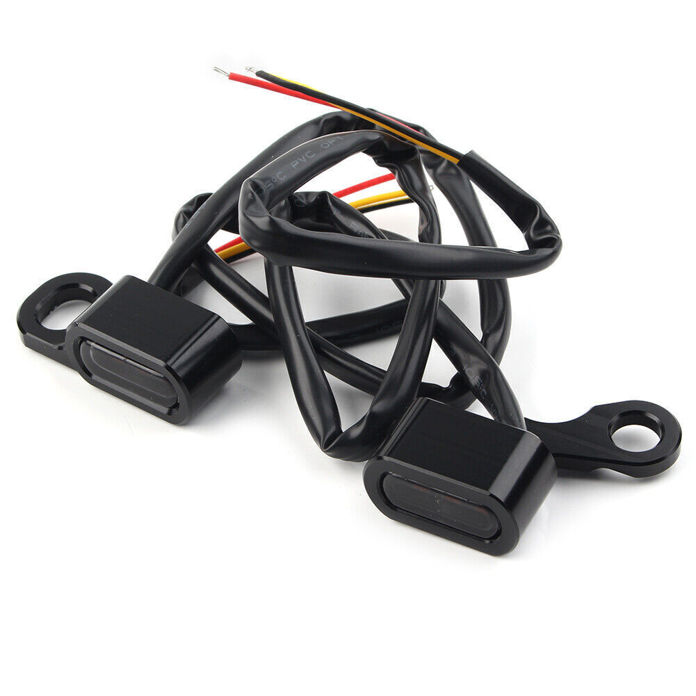 Black Mini LED Turn Signal Indicator Amber Light Blinker Lamp Handlebar ...