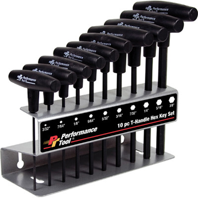 Performance Tool W80274 10 Pc SAE T-Handle Hex Key Set | eBay