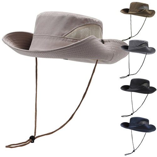 Men Wide Brim Bucket Hat UV-proof Cap Fishing Hiking Camping Beach ...