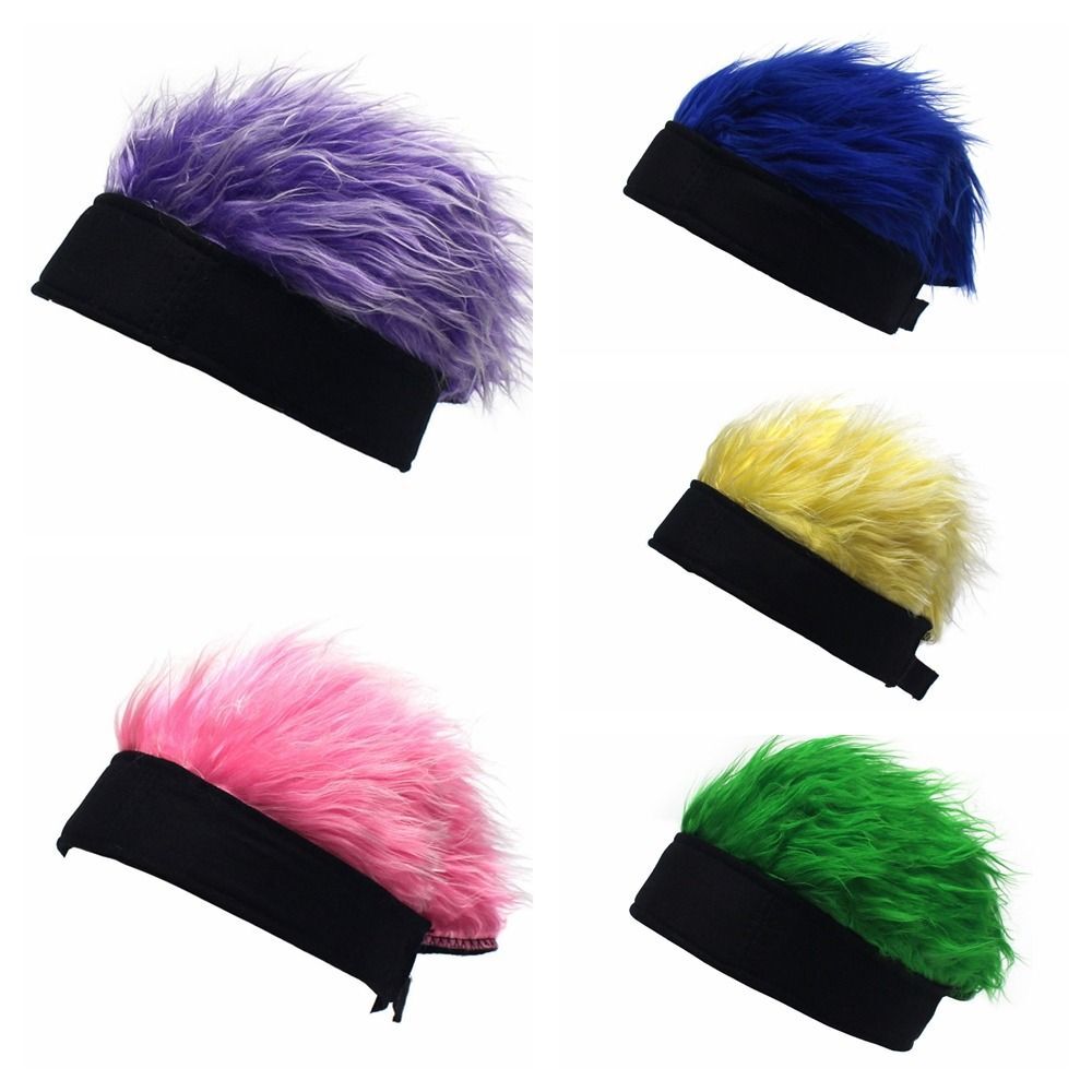 Retro Fake Hair Skullcap Hip Hop Beanie Wig Hat Punk Fun Short Hair ...