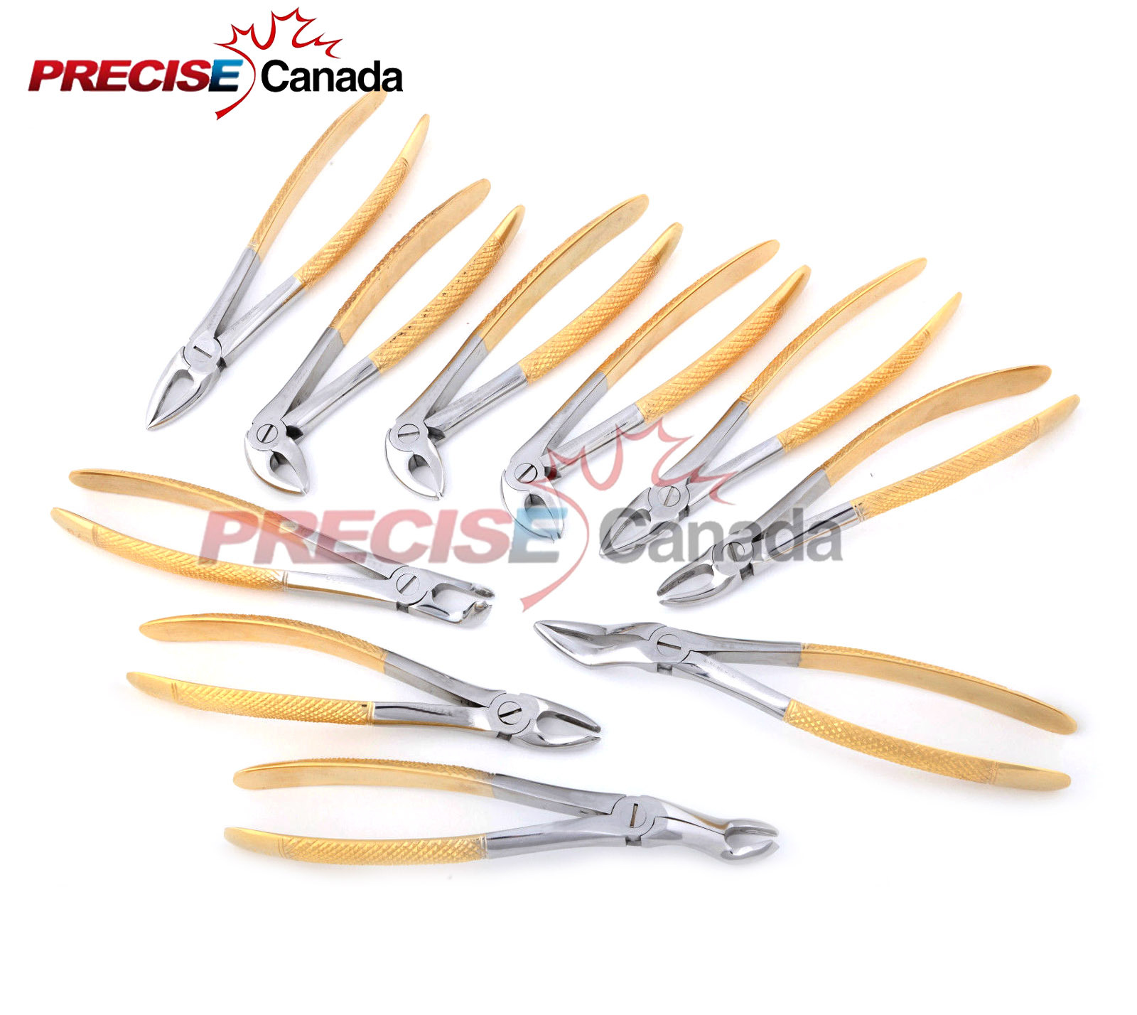 Set Of 10 Tooth Extraction Extracting Forceps Gold Plated PC ...
