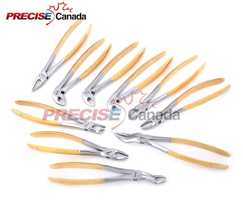 Set Of 10 Tooth Extraction Extracting Forceps Gold Plated PC ...