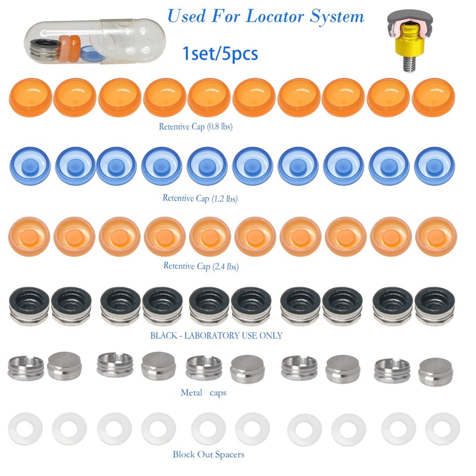 Overdenture Locator Abutment Retention cap Inserts For ZIMMER TSV 4.5mm ...