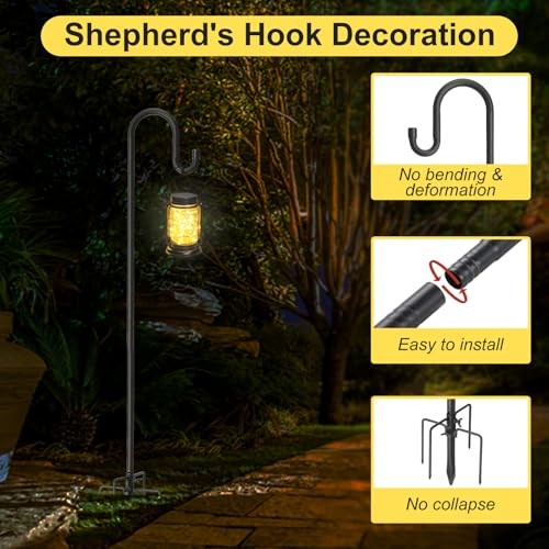 78 Inch Extra Tall Shepherd Hooks for Outdoors, Heavy Duty Metal Garden ...