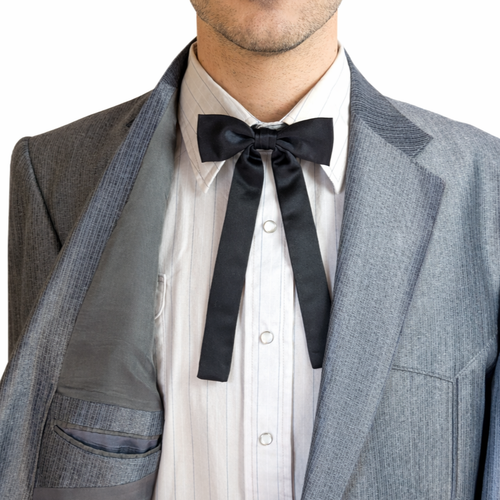 Vintage Black Satin Western Bow Tie Mid Century Cowboy Colonel Sanders ...