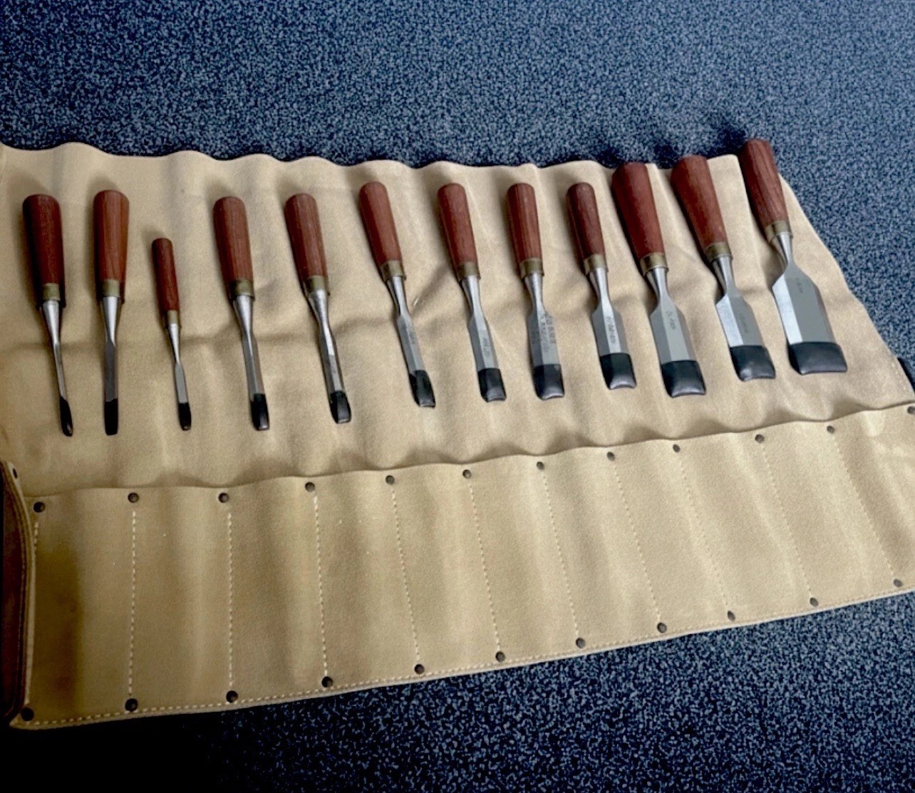 Premium 12-Piece Wood Carving Chisel Set with Leather Tool Roll Kit