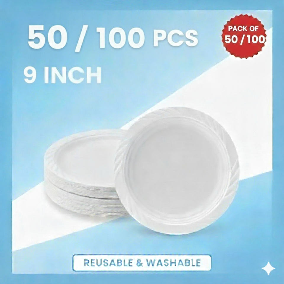 Strong Disposable White Plates Heavy-Duty Bagasse Party Dessert Plate 7 ...