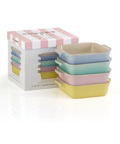 Le Creuset Square Dishes 13cm Sorbet Special Box Set of 4 Stoneware ...