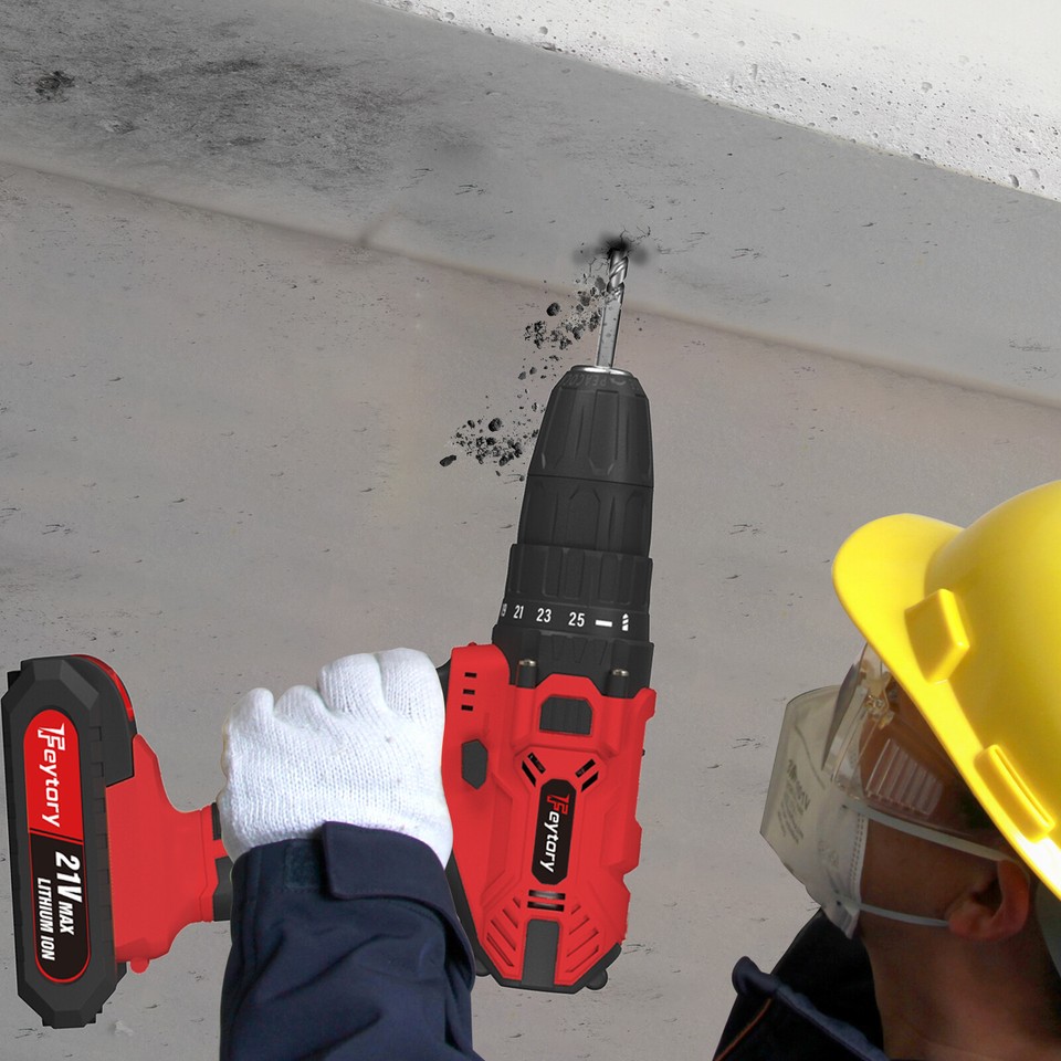 Battery 21V Cordless Drill Combi Driver High Power Electric Screwdriver ...