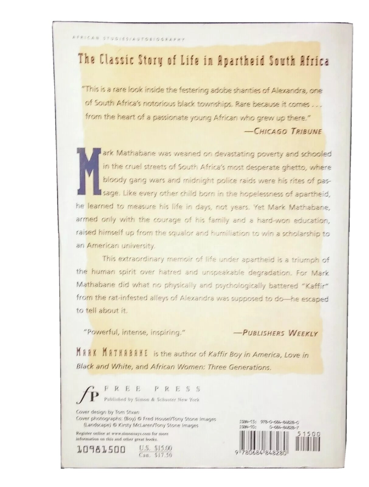 Kaffir Boy An Autobiography by Mark Mathabane. Coming Of Age In ...