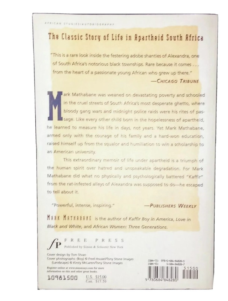 Kaffir Boy An Autobiography by Mark Mathabane. Coming Of Age In ...