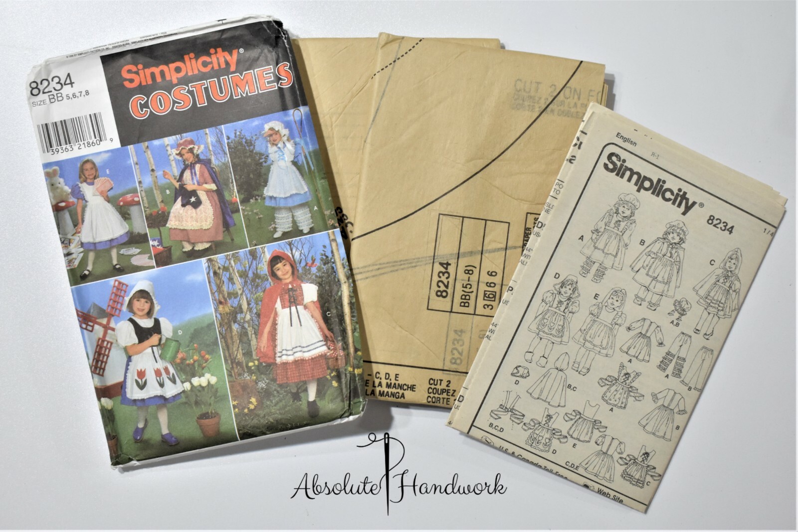 Simplicity 8234 Costume Pattern Dutch Girl Red Riding Hood Alice Size 5 ...
