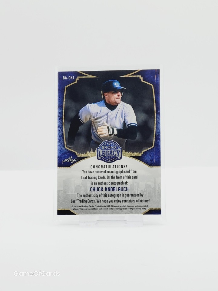 2024 Leaf A Bronx Legacy CHUCK KNOBLAUCH Authentic Auto Autograph /35 ...