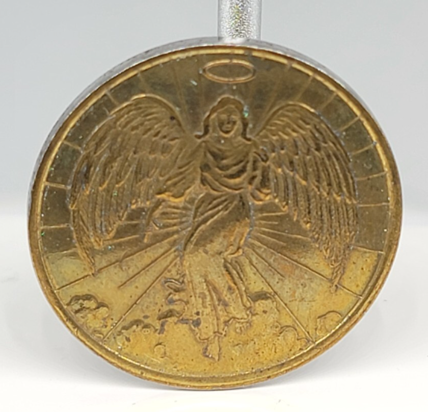 Guardian Angel Token Coin Medal Gold Tone Metal Halo Wings Christianity ...