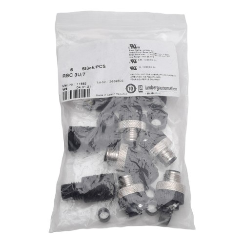 Lot of 5 Lumberg RSC 3U/7 Field Wireable Connector, 1/2"-20 3-Pin Male ...