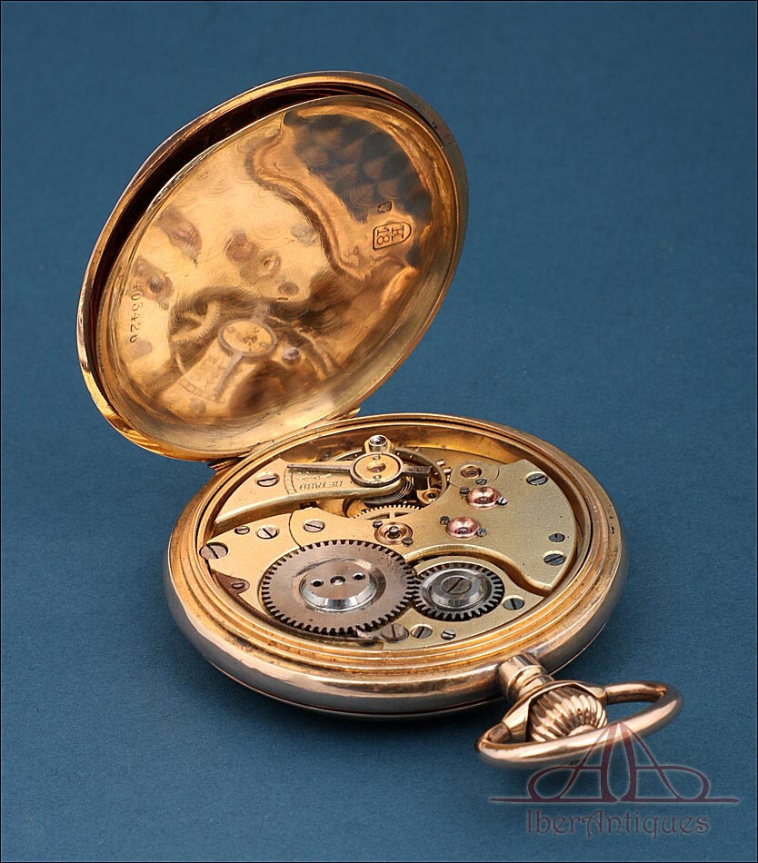 Antique 18K Gold Record Pocket Watch with Geneva Dial. Switzerland ...
