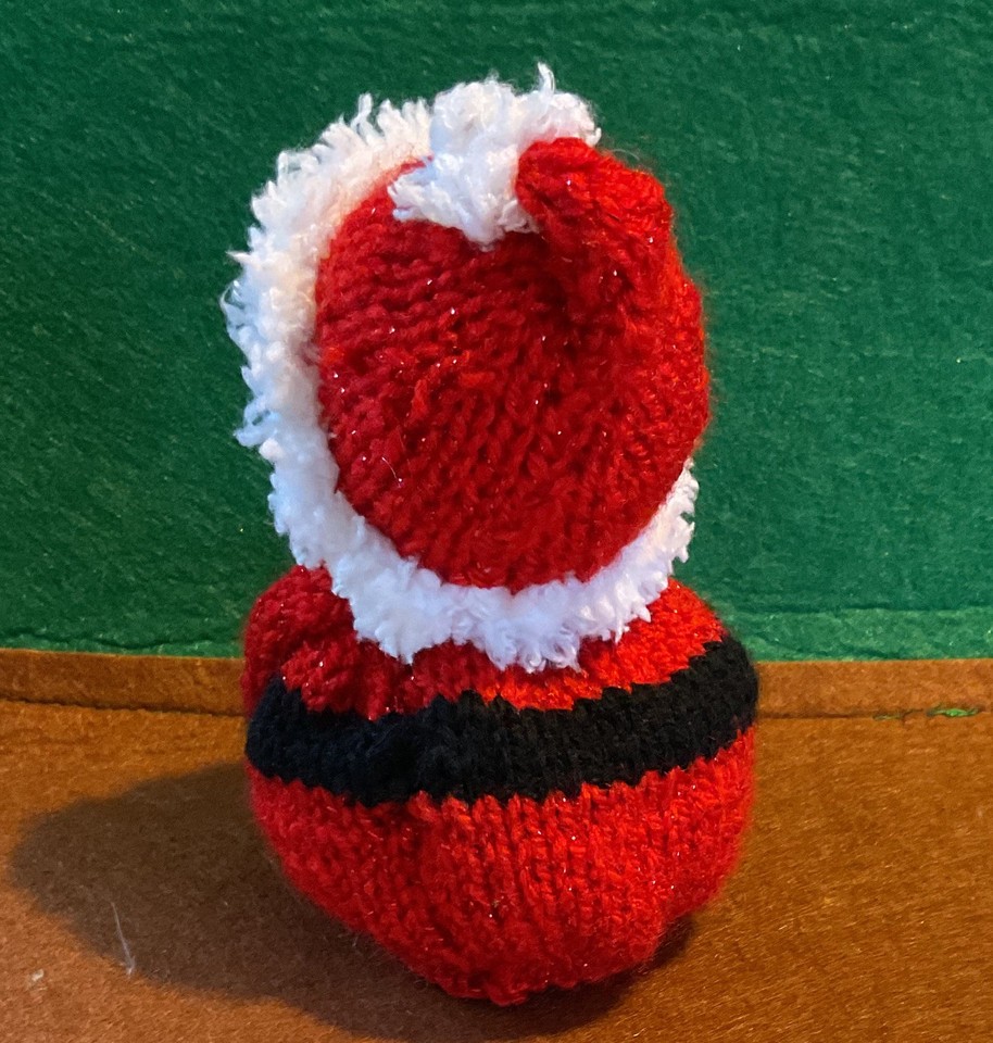 Hand Knitted father Christmas chocolate orange cover with google eyes ...