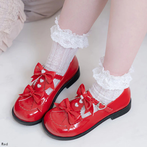 heart pearl double ribbon pumps Jirai New | eBay