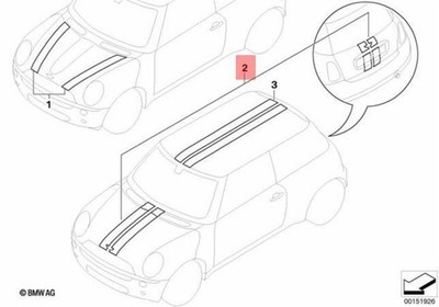 Genuine MINI Cooper One R56 R57 D 1.6 2.0 Set side stripes black ...