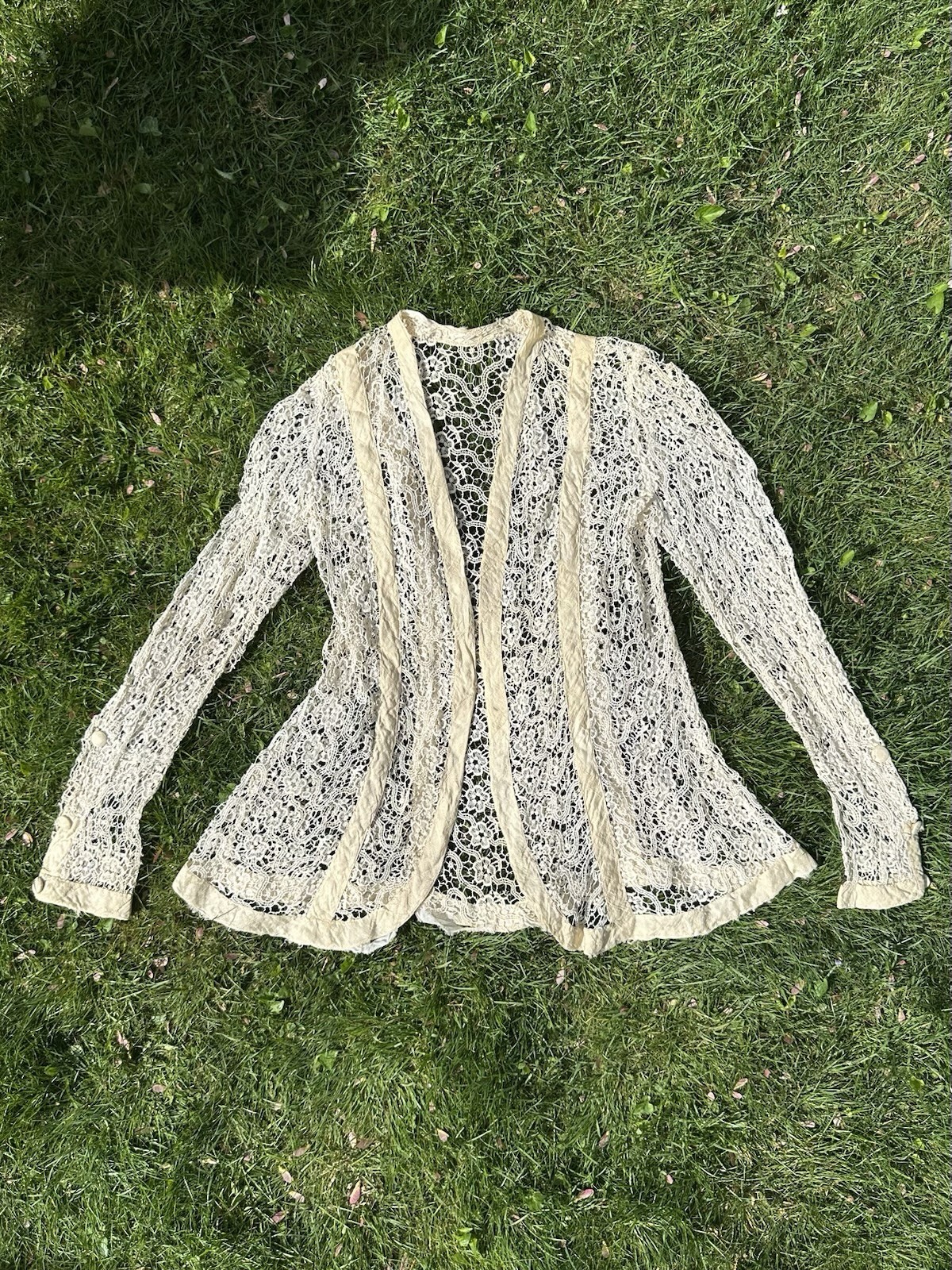 Antique Edwardian Handmade Lace Jacket W Silk Trim Vi… - Gem