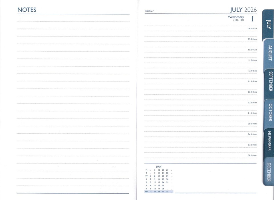 2026 A5 Day A Page Diary With Index Tabs & Pen Personal Organiser ...