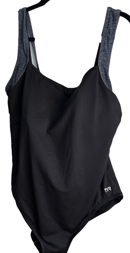 TYR Durafast Mantra Square Neck Controlfit Black Women 1-PC Swimsuit SZ ...