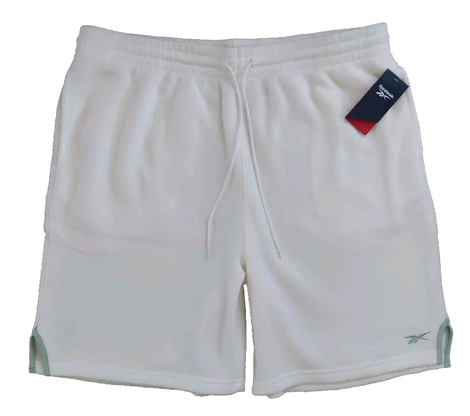 Reebok Unisex Bottoms Drawstring White Fleece Soft Shorts Size 2XL NWT ...