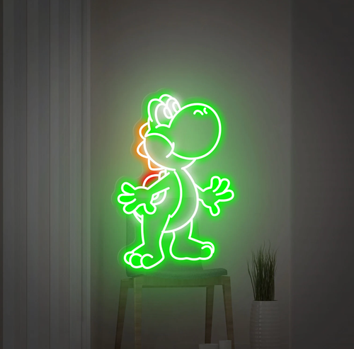 GAMER DINOSAUR YOSHI Neon Sign Led Light Decor PARTY FILM VIDEO ART ...