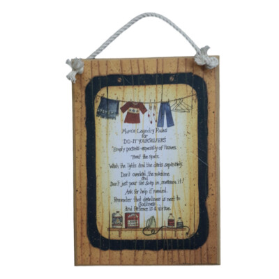 Country Printed Quality Wooden Sign MUMS LAUNDRY RULES New | eBay Australia