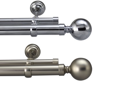 Metal Double Eyelet Curtain Pole Rod Matt Chrome Diameter 19 /19mm No ...