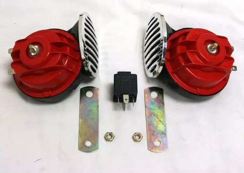 LOUD Red Hi Low Street Hot Rod Rat Rod Horn Set FACTORY 2NDS Horns Nice ...