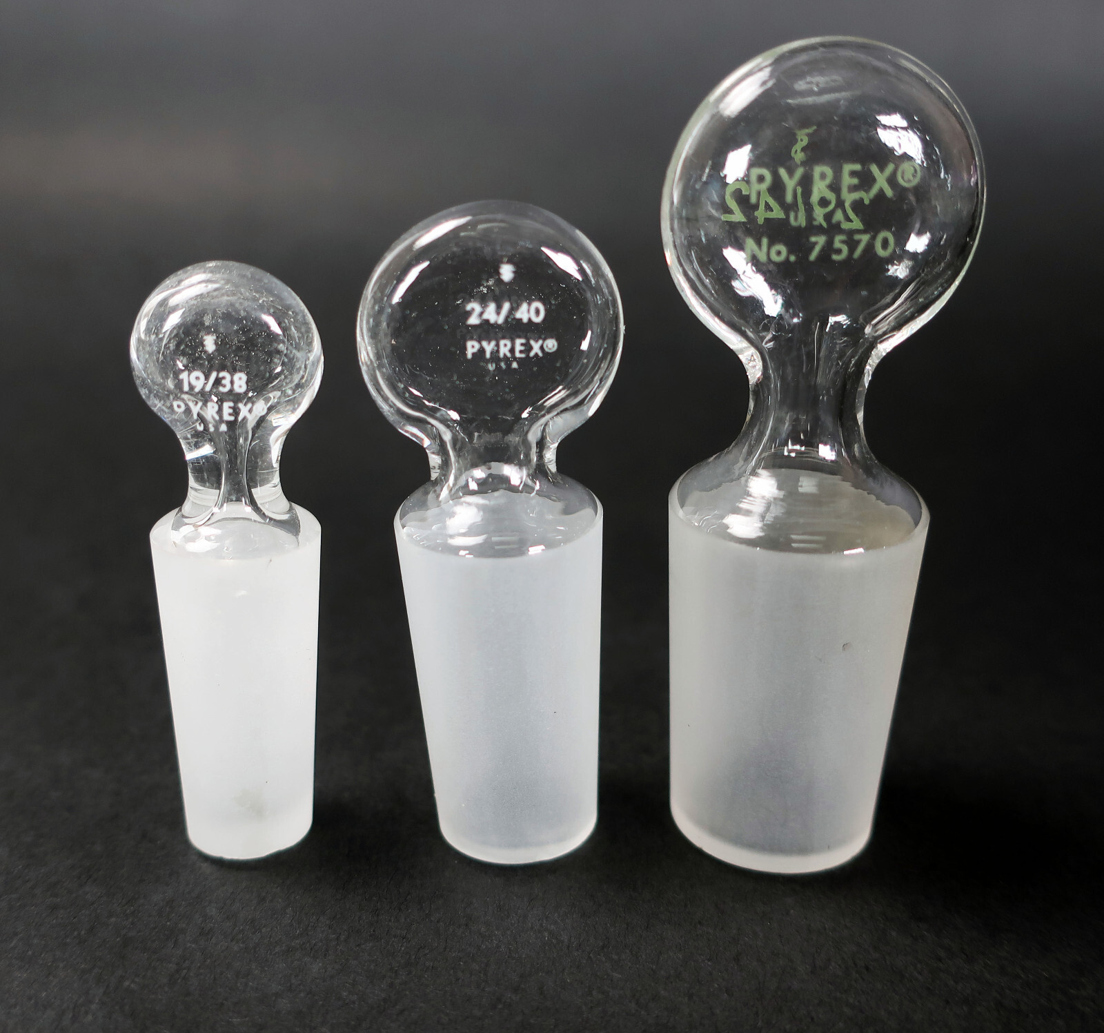 Vintage PYREX Apothecary Lab Glass Bottle Stoppers Hollow Bubble PICK ...
