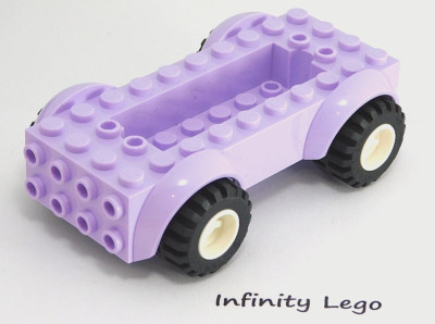 LEGO Lavender Vehicle Base 5x10x2.5 Mudguard & Car Wheels White Rims ...