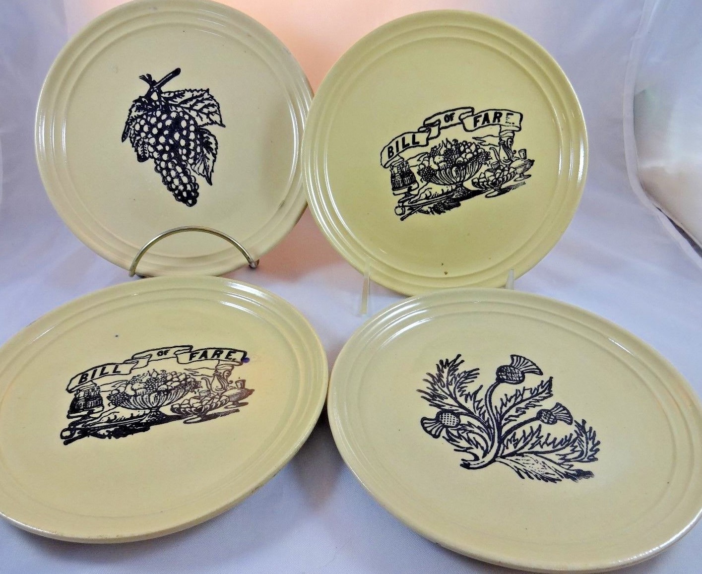 Vintage Holt Howard Set 4 Brown Side Plates Bill Of Fare Scotch Thistle ...