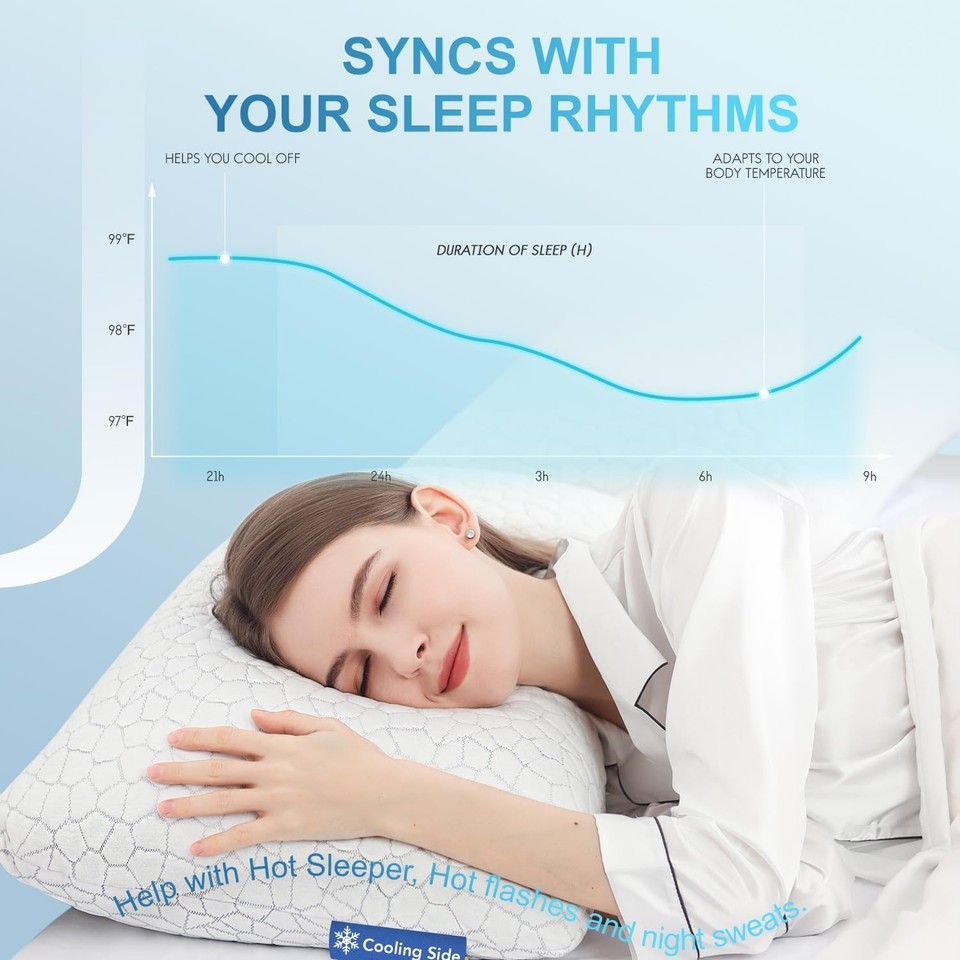 QUTOOL Shredded Memory Foam Pillows for Sleeping Queen Size, Cooling ...