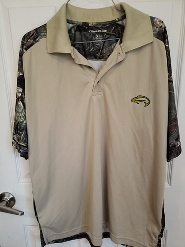Fishouflage Mens XL Xlarge Camo Polo Shirt Moisture Wicking Poly ...