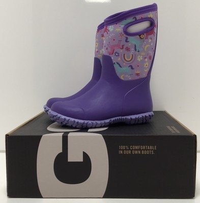BOGS Durham Girls Waterproof Unicorn Rain Boots in Violet Size 3 | eBay