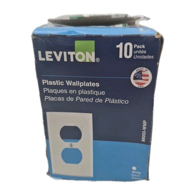 (10-Pk) Leviton 1-Gang Duplex Receptacle Wall Plate Plastic White 88003 ...