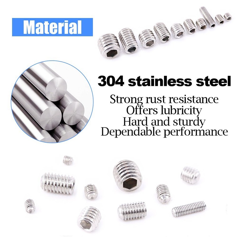 220pcs Stainless Steel Allen Head Socket Hex Set Grub Screw Assortment ...