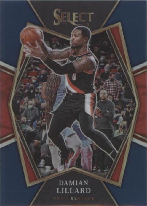 2021-22 Panini Select - Premier Level Damian Lillard #186 Blue Prizm ...