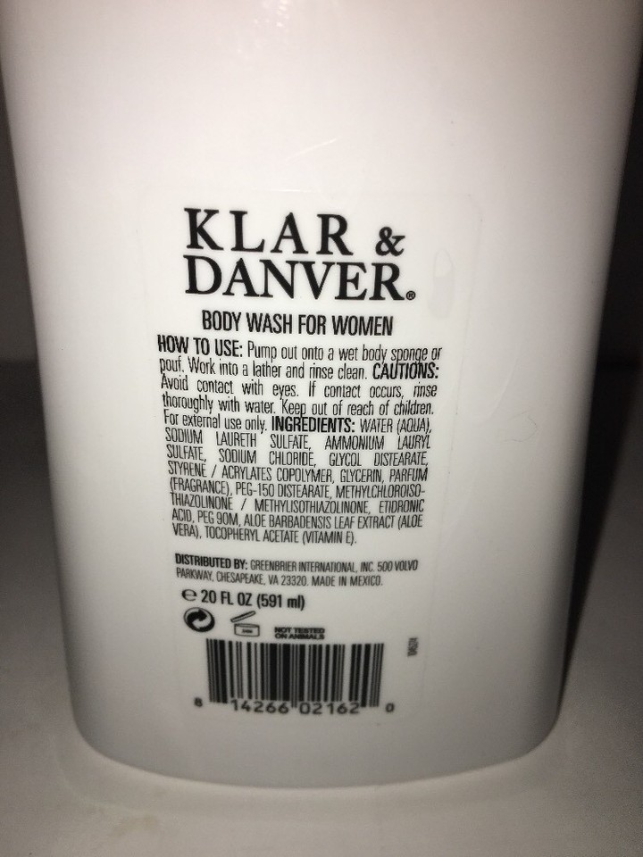 KLAR & Danver Body Wash W Glycerin/Vitamin E Nourishing Cherry Blossom ...