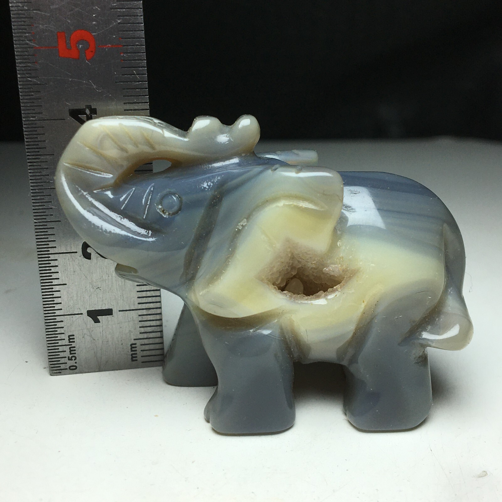 Natural Crystal Mineral Specimen.Geode Agate. Hand-carved Elephant ...