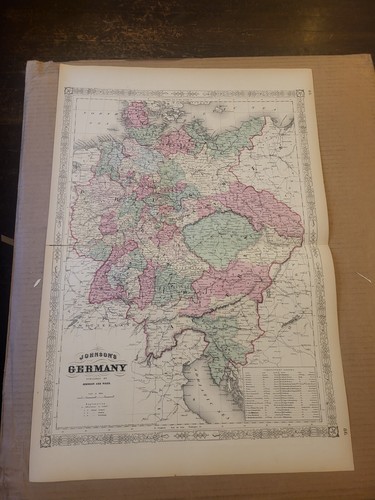 Johnson's 1864 Large colored map of Germany | eBay