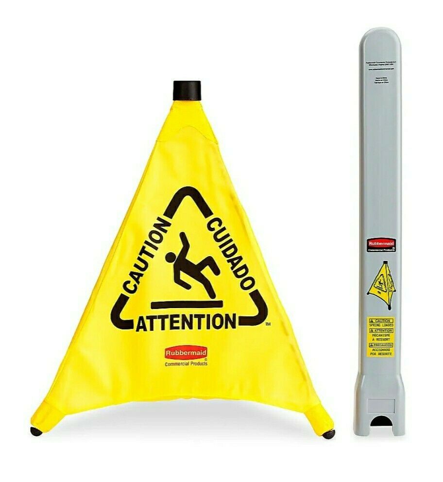 6 PACK Rubbermaid Commercial Yellow PopUp Safety Cone Multi-Lingual ...