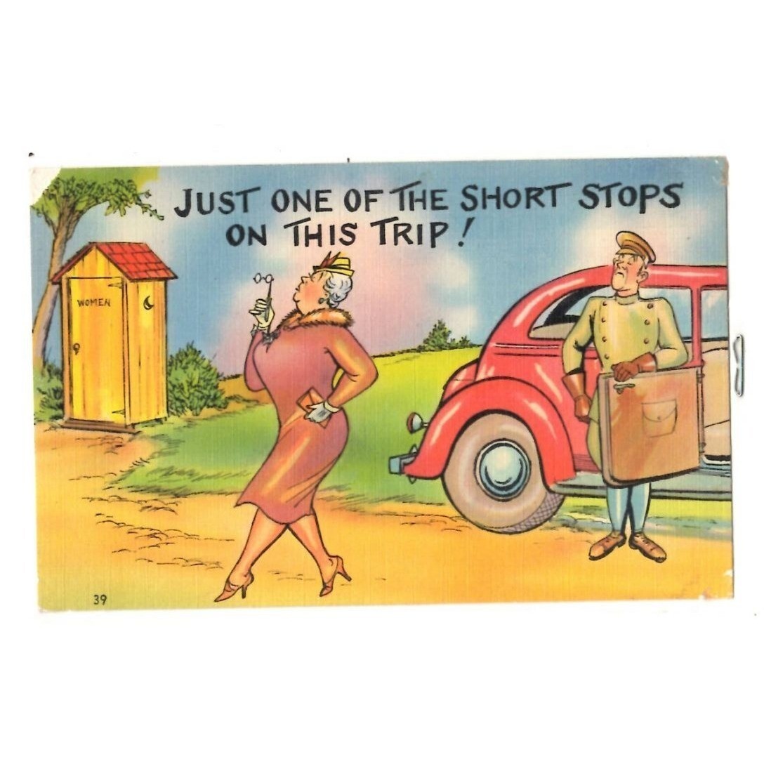 Just One of the Short Stops on This Trip! Comic Postcard Humor Linen ...