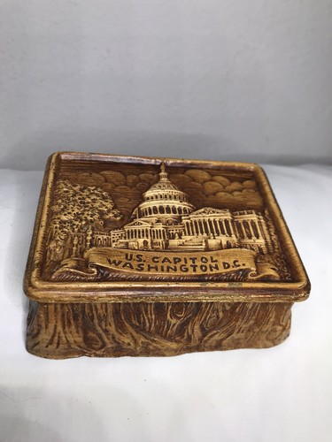 Vintage US Capitol Trinket Box ~ Faux Wood Syroco Multi Products ...