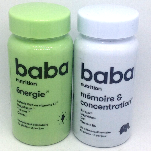 BABA Nutrition Energie + mémoire et concentration 2 x 60 gélules - 03/ ...