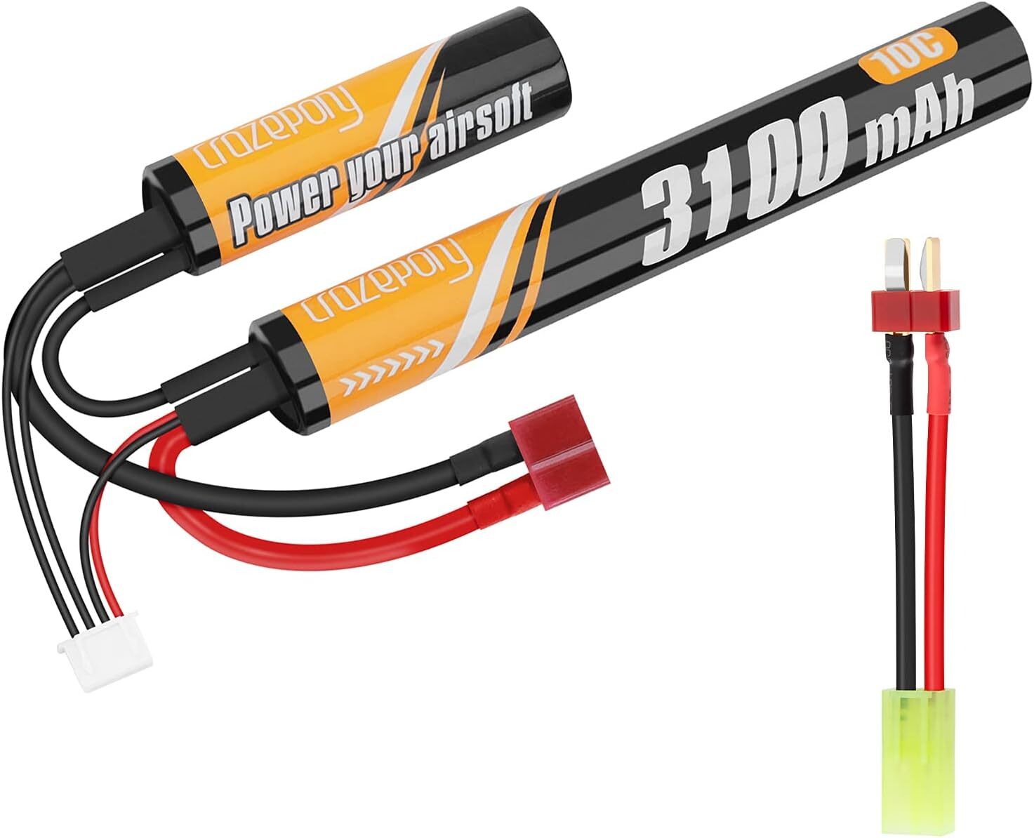 Airsoft Battery 11.1v Nunchuck 3100mAh Tactical Aeg M4 Ak47 Mini Li-ion ...