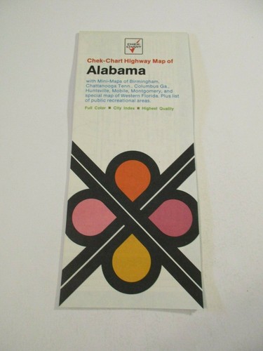 Vintage Gousha Chek-Chart Alabama State Highway Travel Road Map~Box U ...