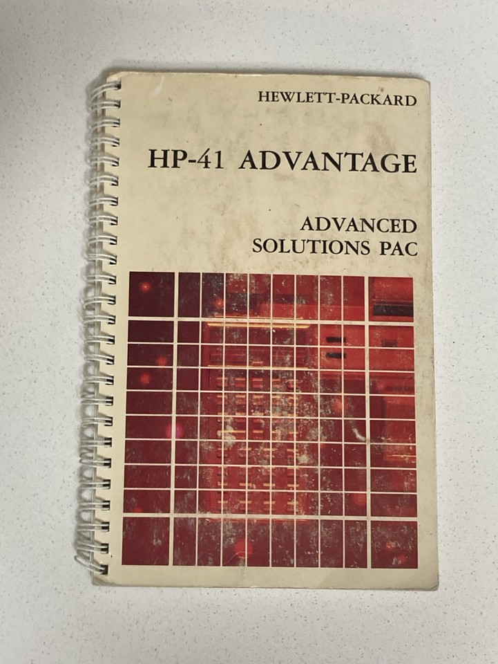 Manual For Hewlett-Packard Advantage Module forHP 41C CV CX Calculator ...